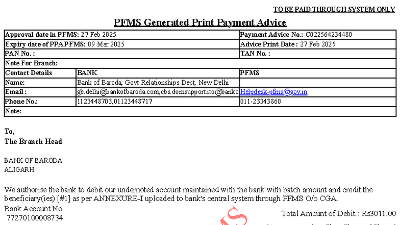 PFMS Payment Advice Approval - C022564234480 Details - Studocu