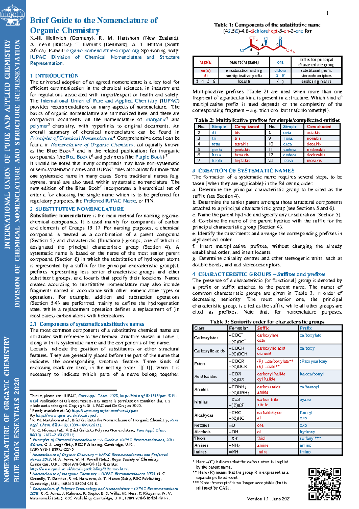 IUPAC Nomenclature of Organic Chemistry: A Brief Guide (2020) - Studocu