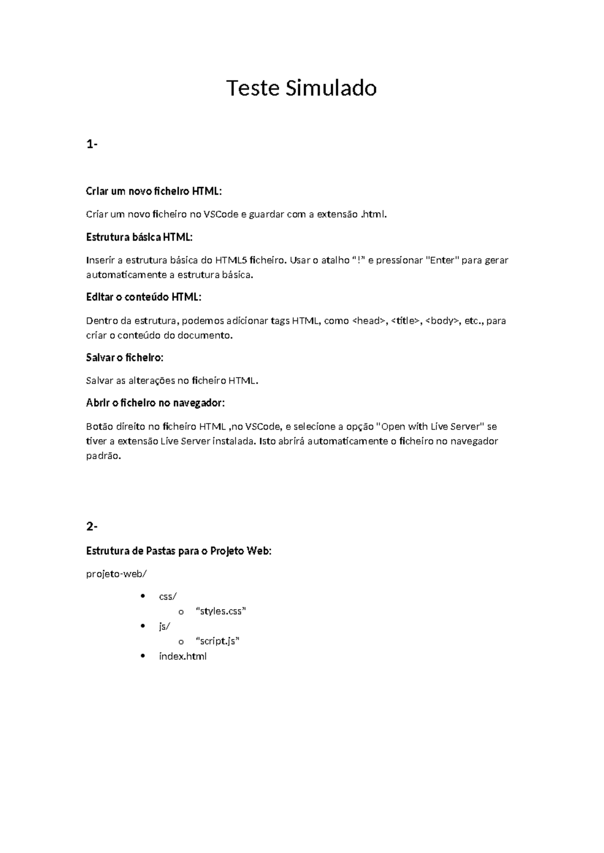 Teste Simulado de HTML e CSS para Desenvolvimento Web - Studocu