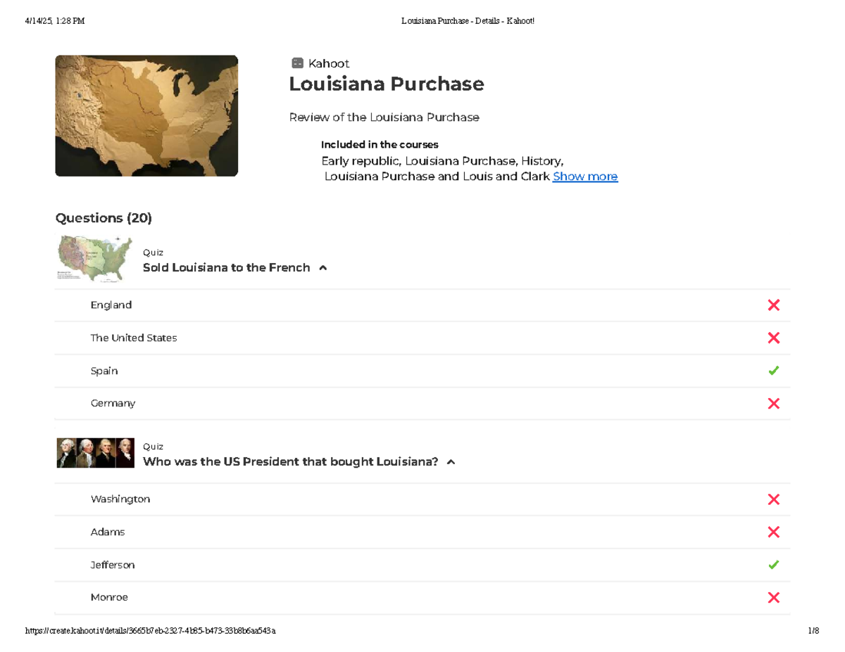 LA PU - Quiz Review: Understanding the Louisiana Purchase in History ...