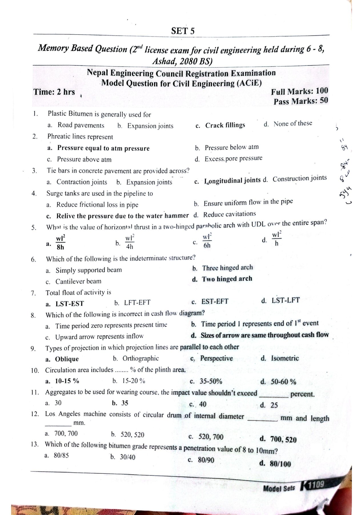 NEC License Model Set 5: Memory-Based Questions for Civil Engineering ...