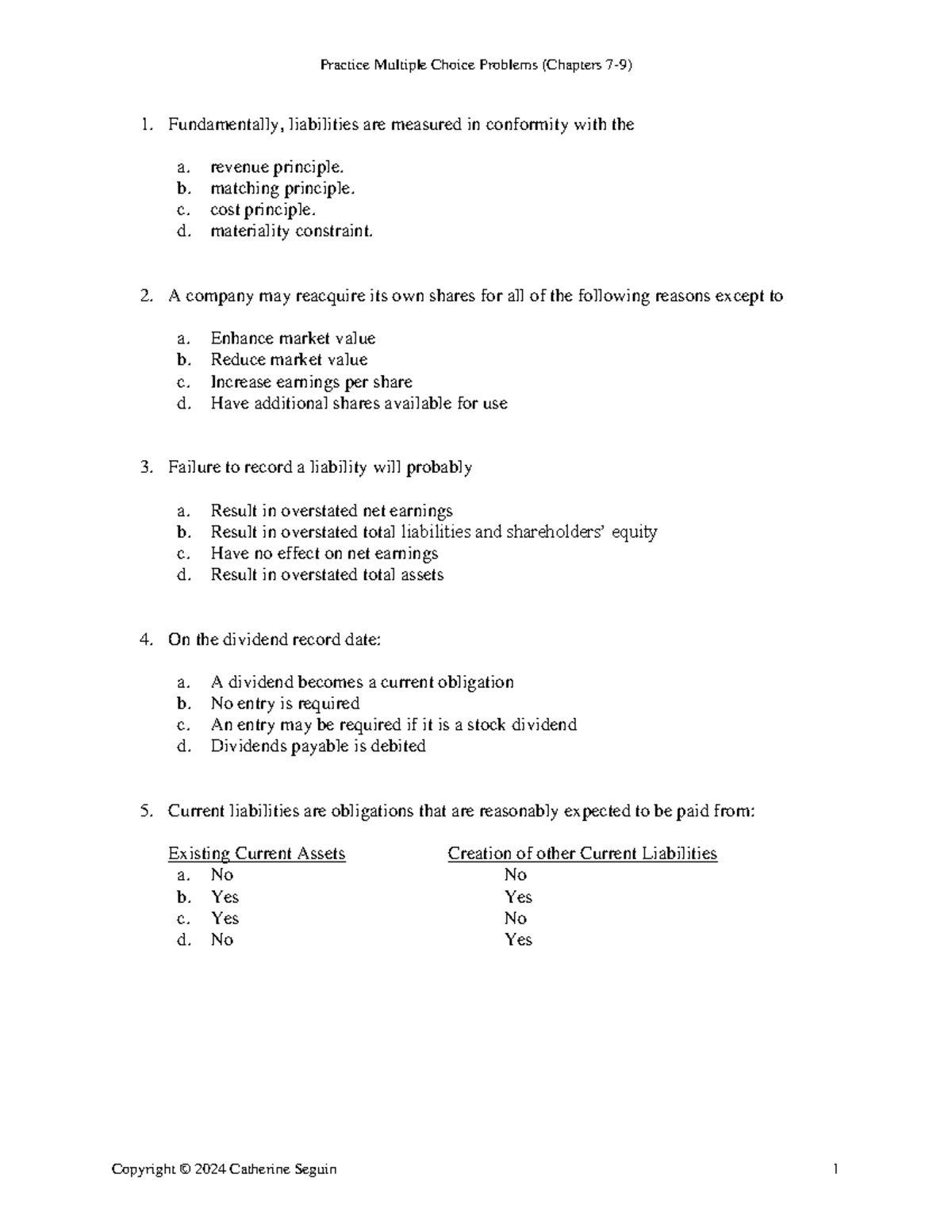 Practice Multiple Choice Questions (Chapters 1-6) - Studocu