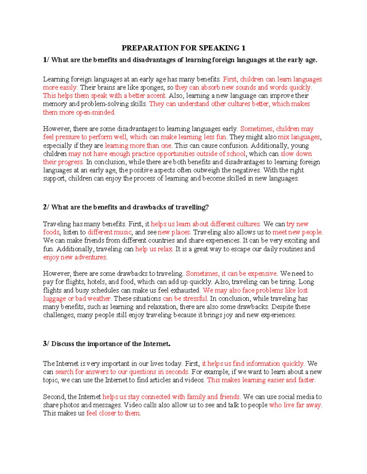 Preparation for Speaking 4: Pros and Cons of Learning Languages and ...