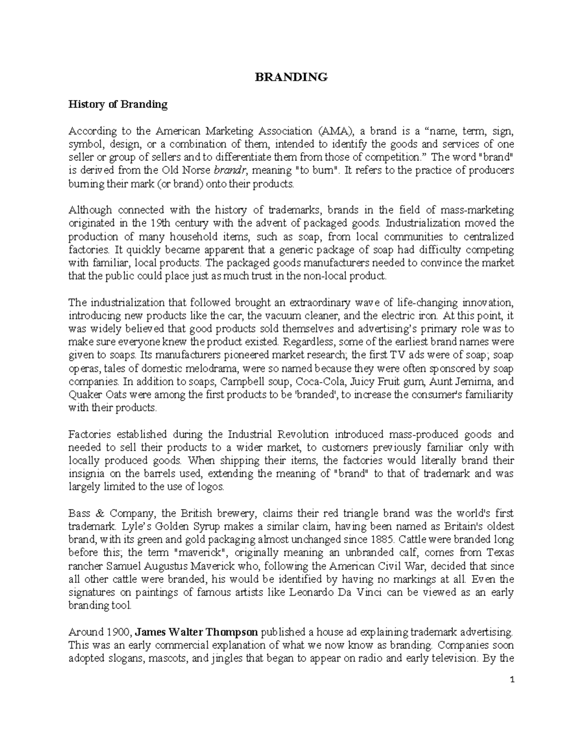 BRAND 101: A Comprehensive Study of Branding History and Strategies ...