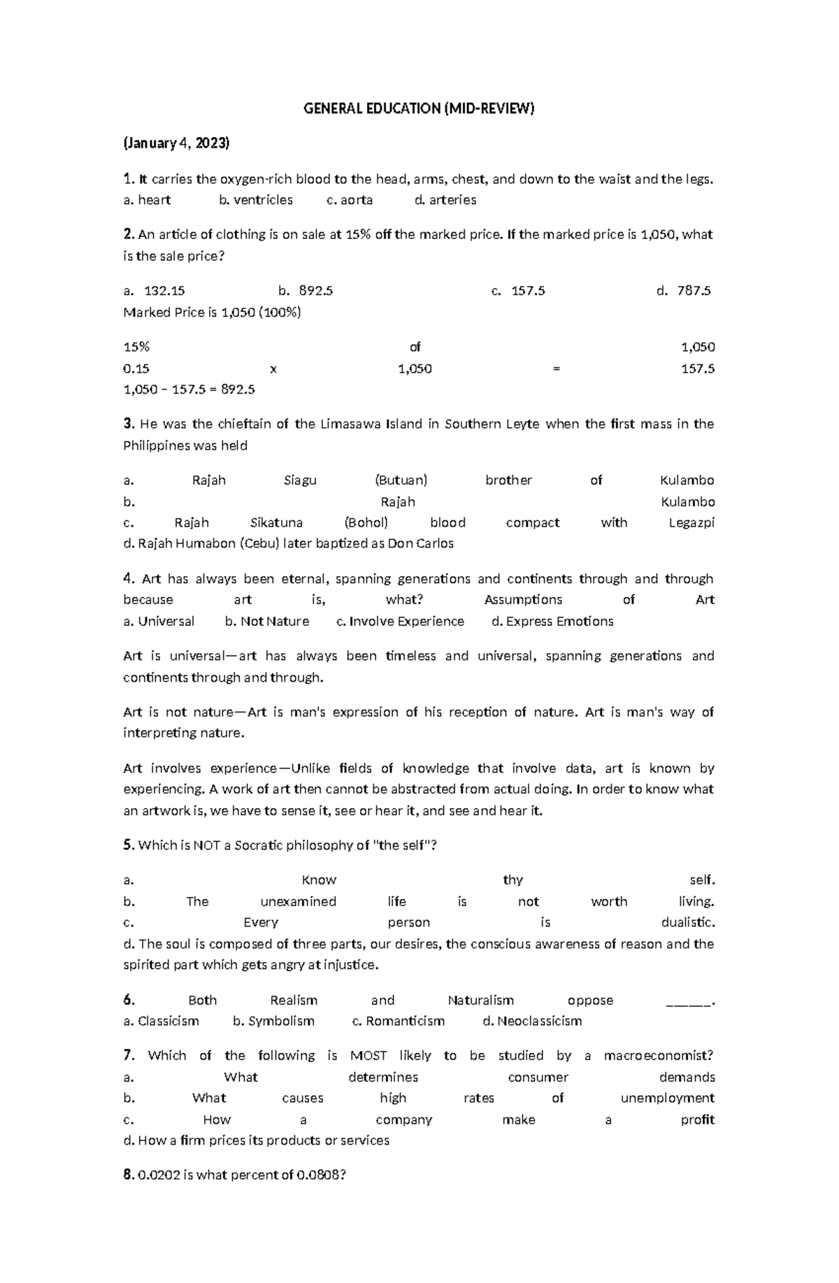 2023 MIDTERM REVIEW NOTES (Gen Ed) - Studocu