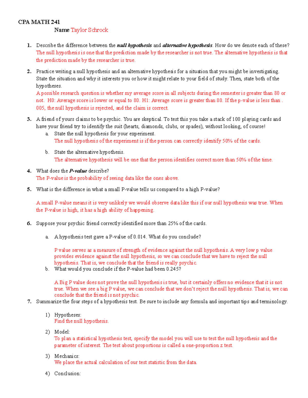 MATH 241 - Understanding Hypotheses & P-Values in CPA Analysis - Studocu