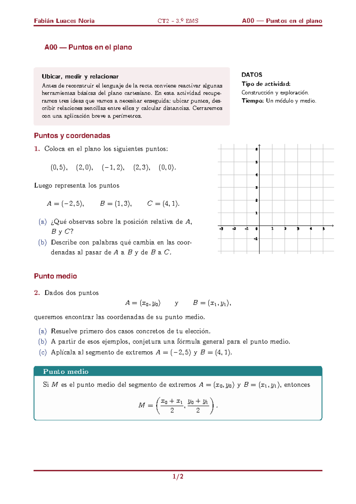 CT2 - A00 - Puntos y Coordenadas en el Plano Cartesiano - Studocu