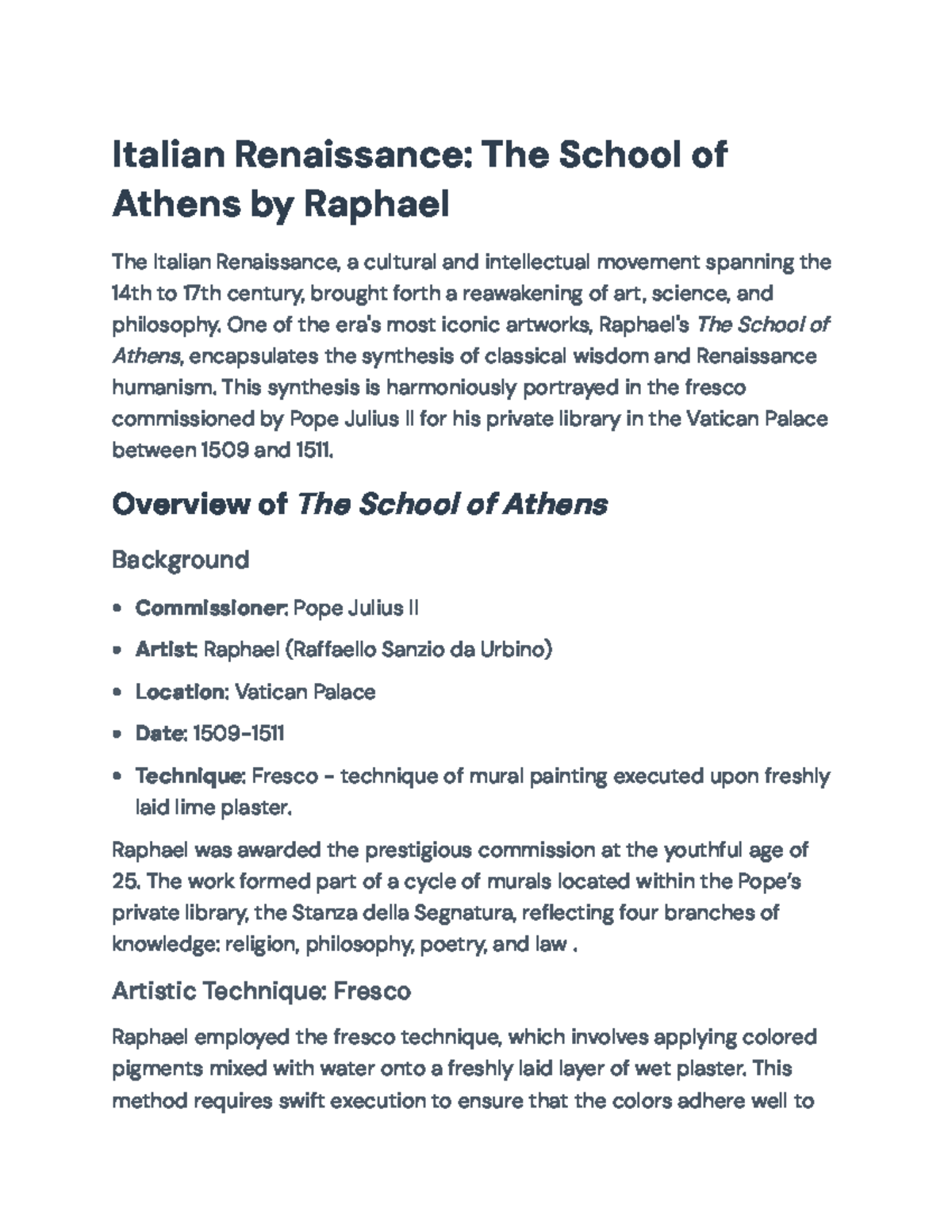 Analysis of Raphael's "The School of Athens" in Renaissance Art ...
