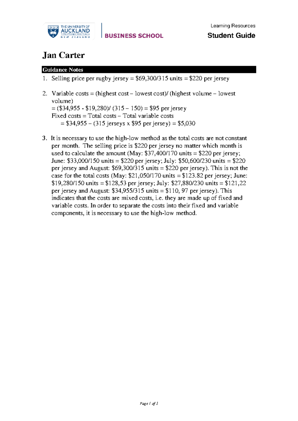 Module 10 - Solution Guide: Cost Analysis & Profit Calculations - Studocu