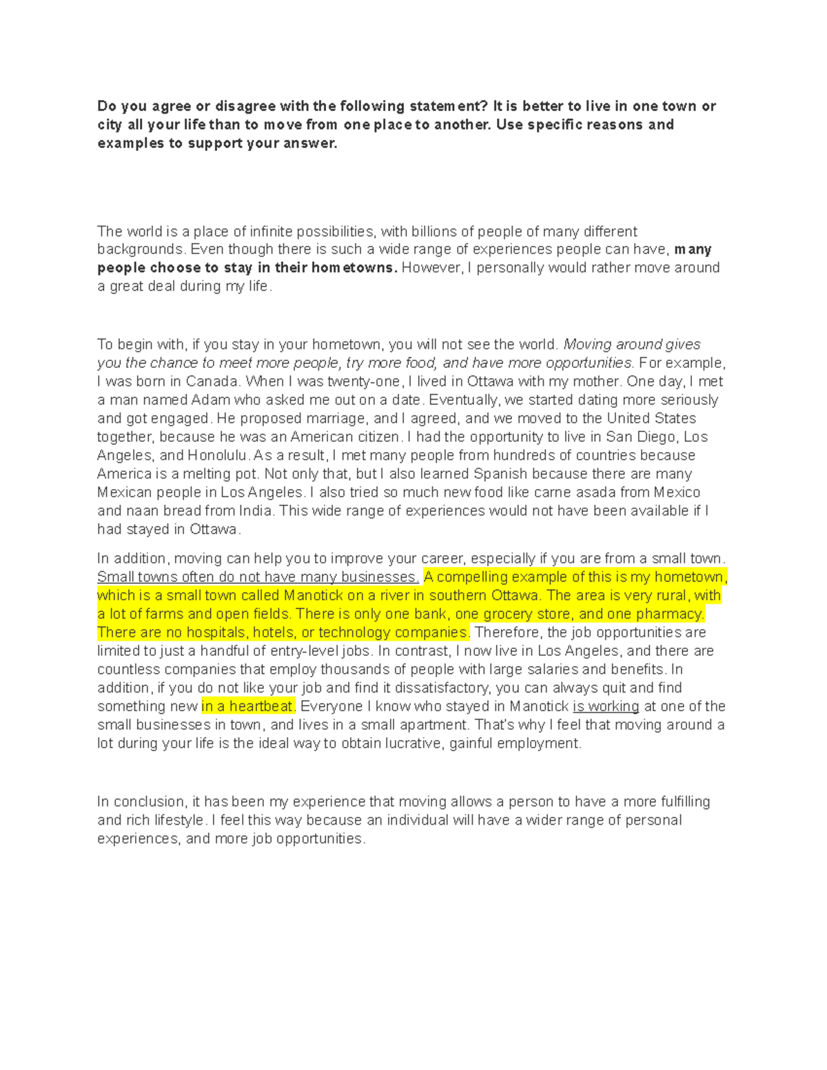 Kathy 222 - Essay: The Benefits of Moving vs. Staying in One Place ...