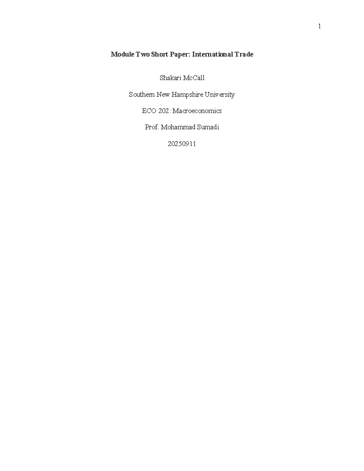 ECO 202 Module Two Short Paper: Dynamics of International Trade - Studocu