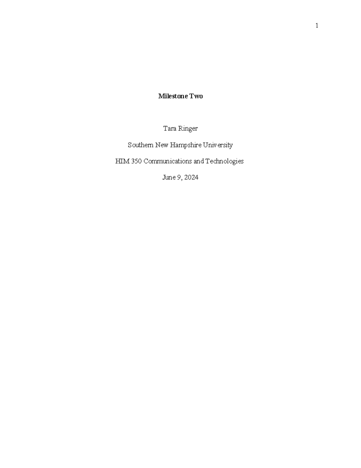HIM 350 Milestone Two: Interoperability & Data Dictionary Overview ...