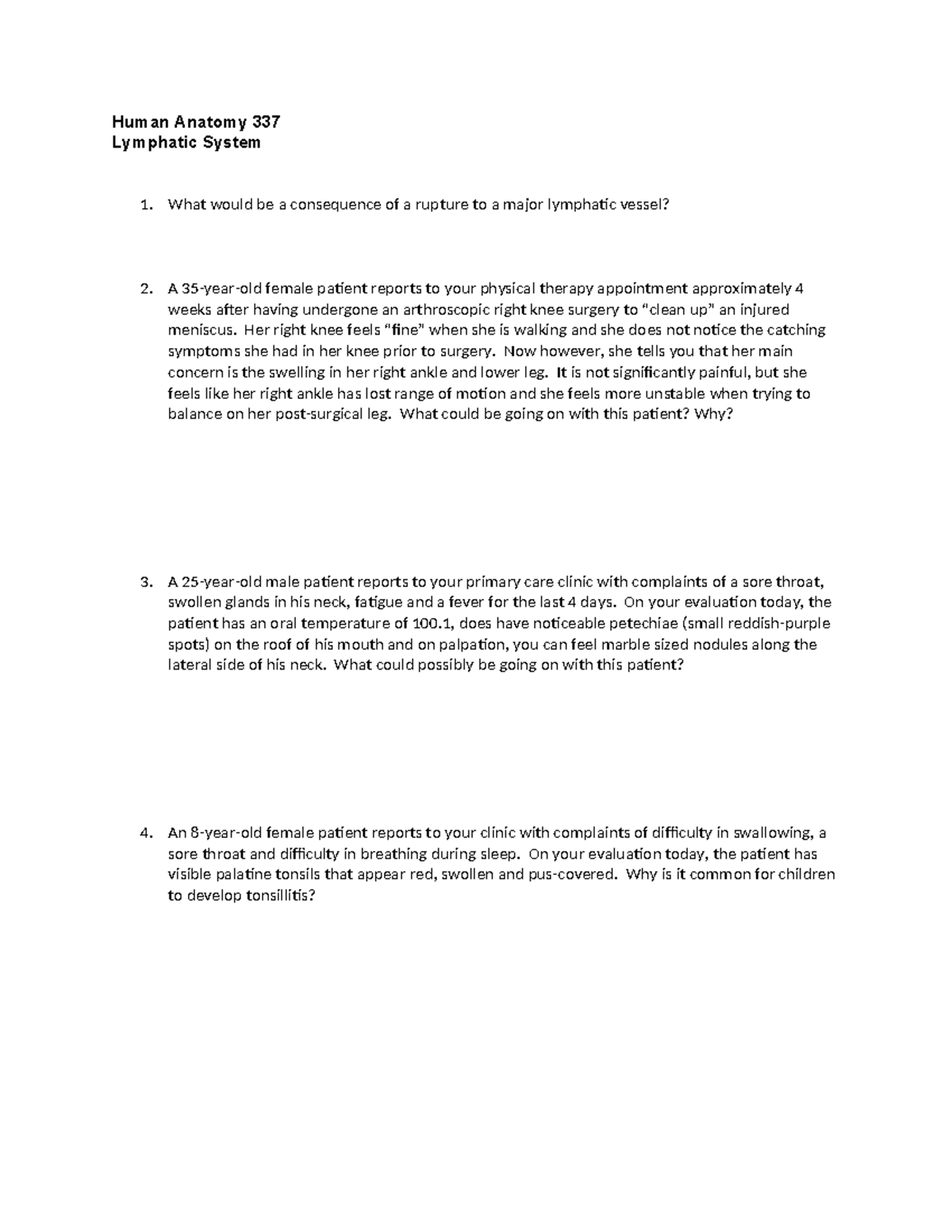 Lymphatic System 337 Worksheet: Clinical Case Studies and Insights ...