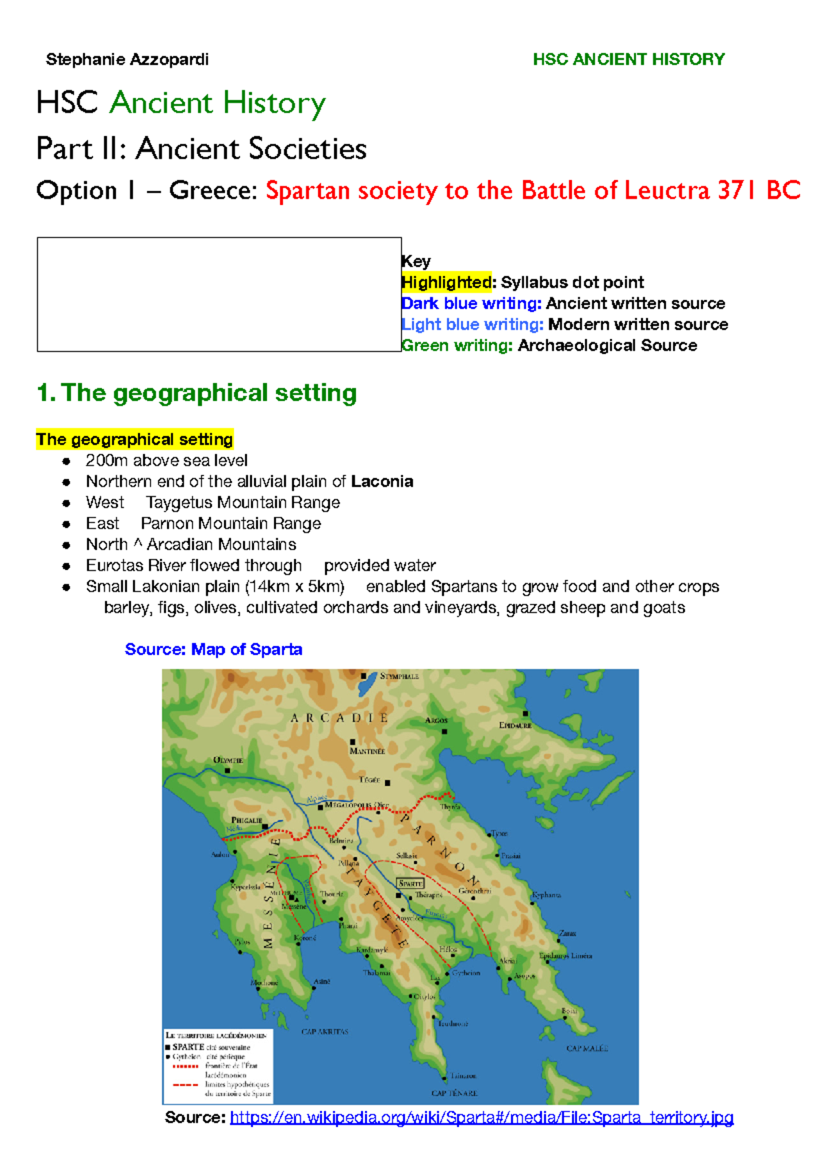 2833Sparta Study Notes - HSC Ancient History Part II: Ancient Societies ...