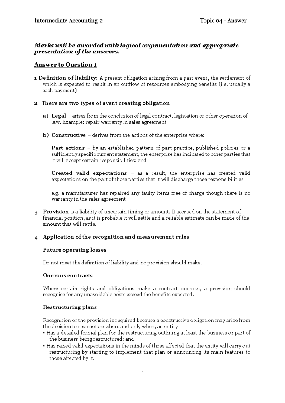 AF3111 Topic 04 Practice Questions & Answers on Liability Concepts ...