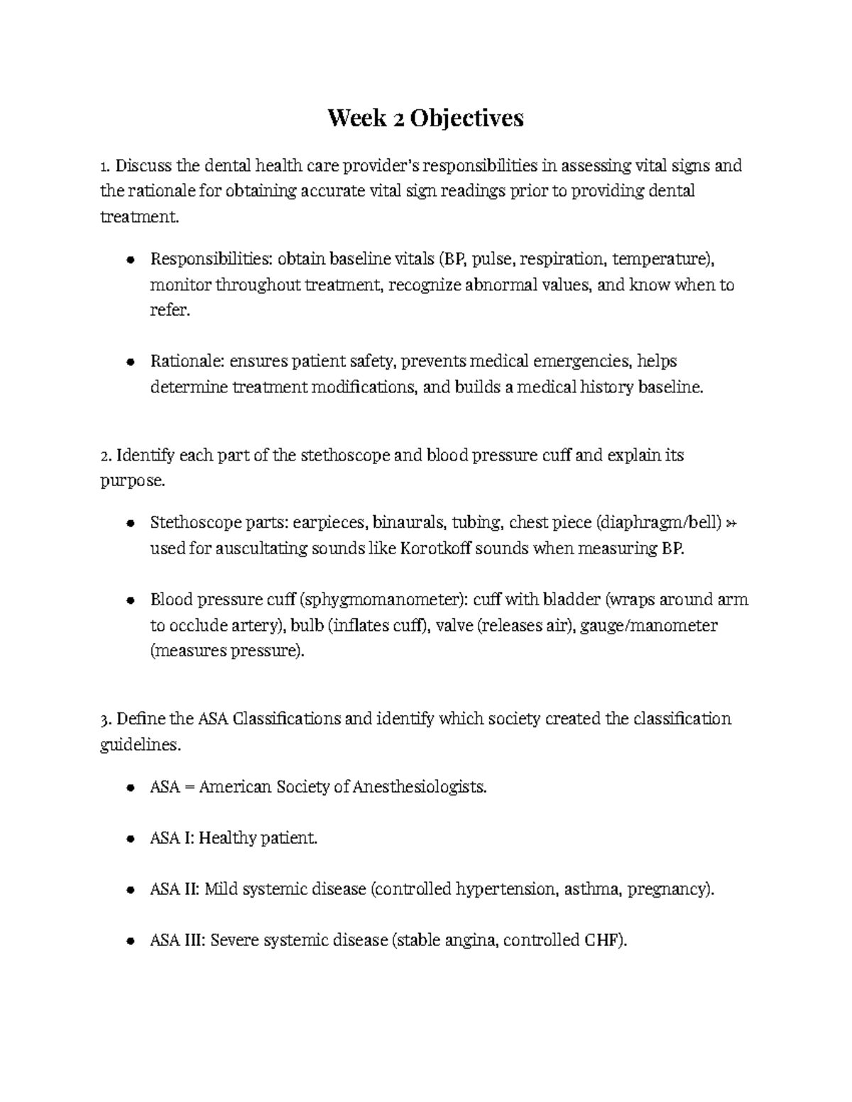 DHS 311/321 - Week 2 Objectives: Vital Signs & Dental Care Guidelines ...