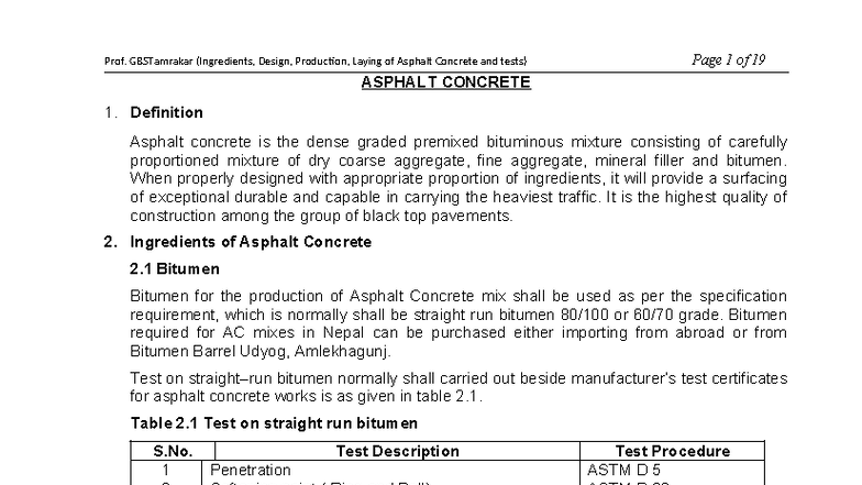 Master in Transportation Engineering: Asphalt Concrete Ingredients ...