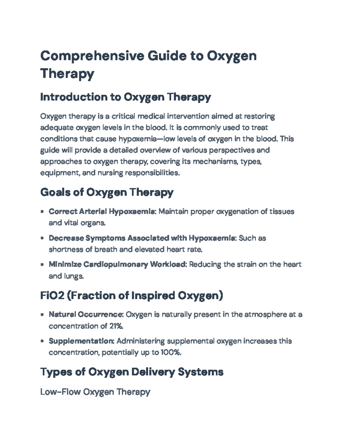 Comprehensive Guide to Oxygen Therapy: Mechanisms and Practices ...