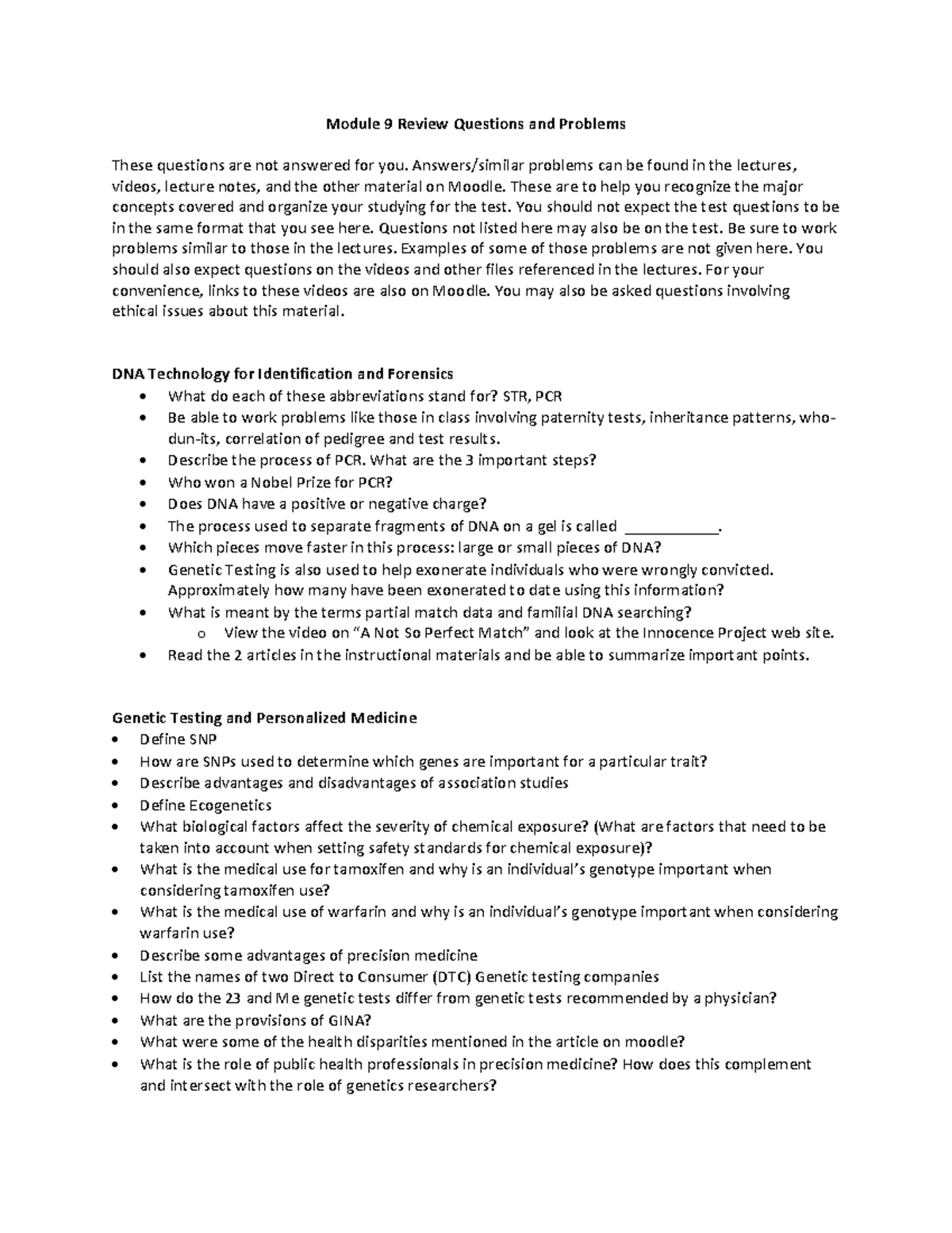 Genetic Testing and Counseling Review: Concepts and Practice Problems ...