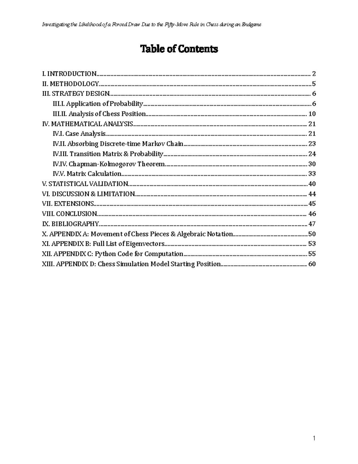 Mathematics Extended Essay: Analyzing Probability in Chess Endgames ...
