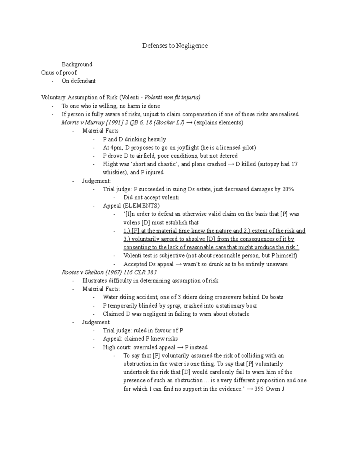 Defenses to Negligence: Understanding Volenti and Assumption of Risk ...
