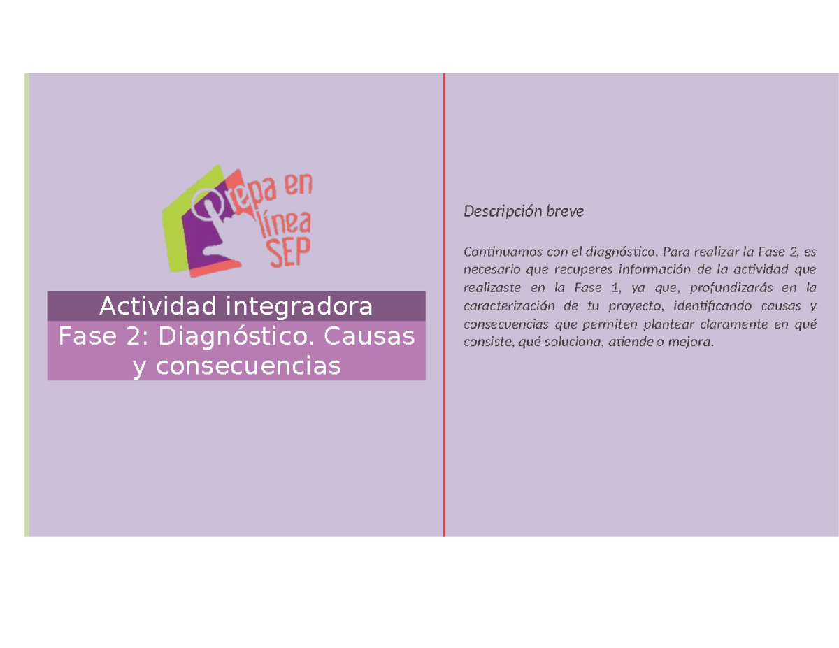 Fase 2: Diagnóstico de Causas y Consecuencias en Proyectos Sociales - Studocu