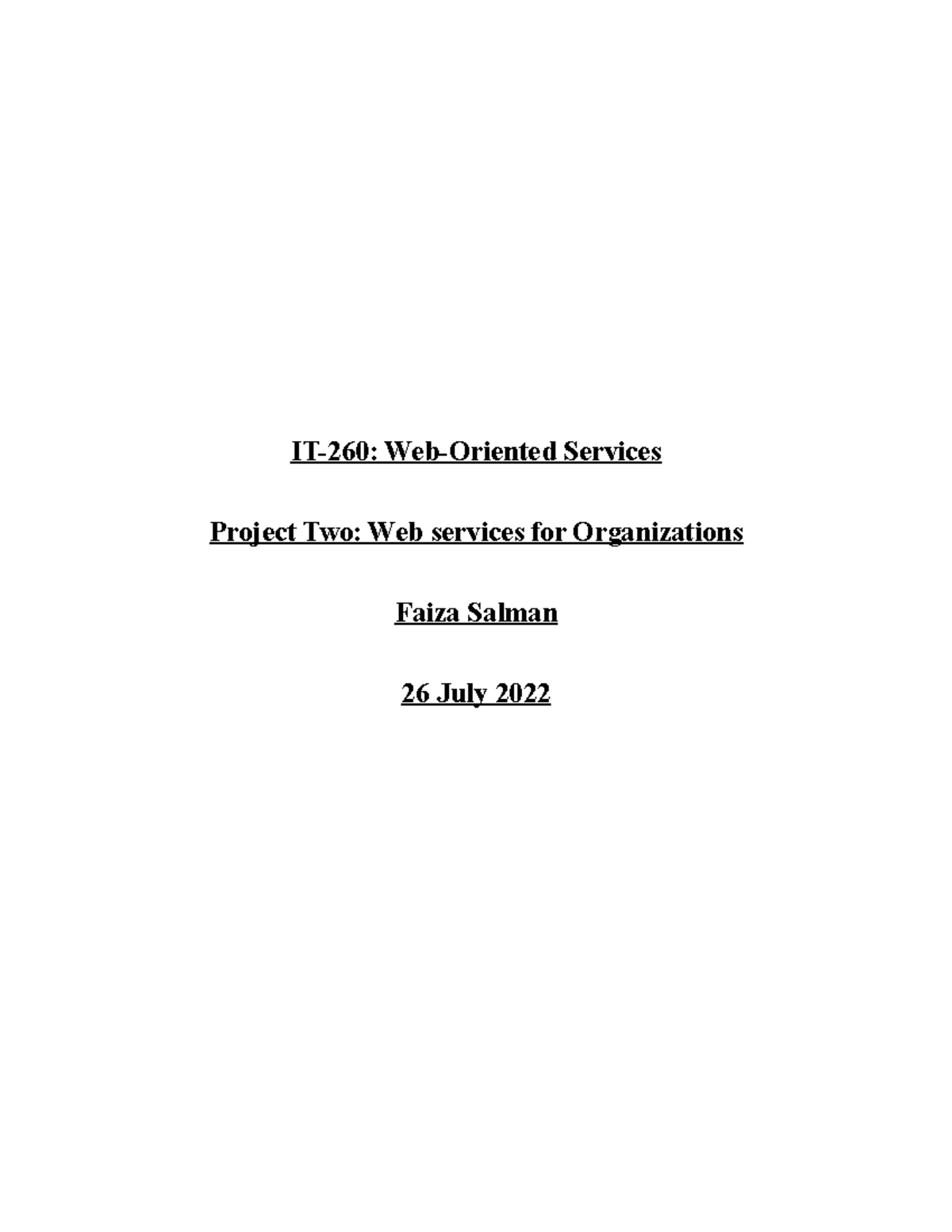 IT260 5-2 Project Two Web Services for Organizations - IT-260: Web-Oriented Services Project Two ...