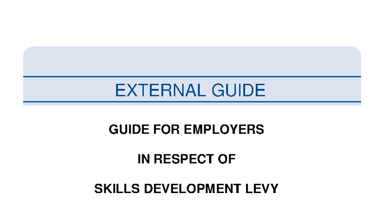 EXTERNAL GUIDE: Skills Development Levy for Employers (SDL) - Studocu