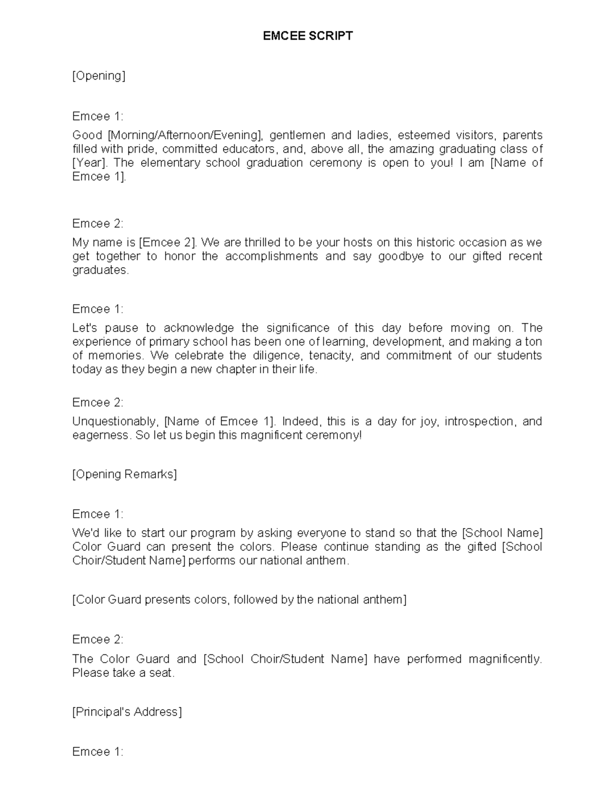 Emcee Script for Graduation Ceremony with 2 Hosts - Studocu