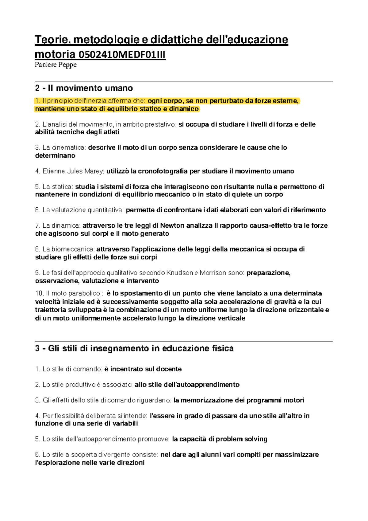 Teorie e Metodologie Didattiche dell'Educazione Motoria ...