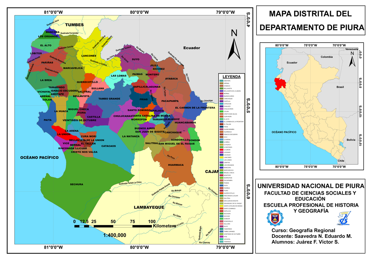 MAPA DISTRITAL DEL DEPARTAMENTO DE PIURA - GEOGRAFÍA REGIONAL - Studocu