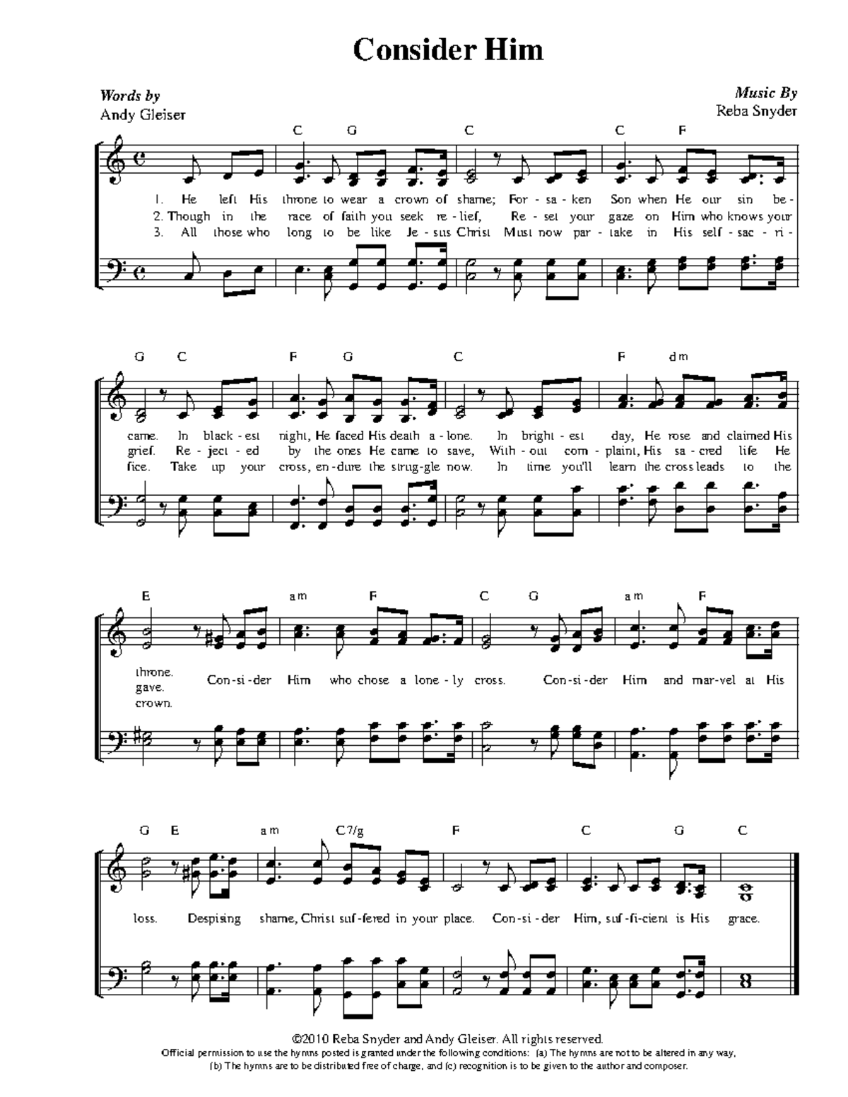 Consider Him Music Lyrics - Reba Snyder & Andy Gleiser - Studocu