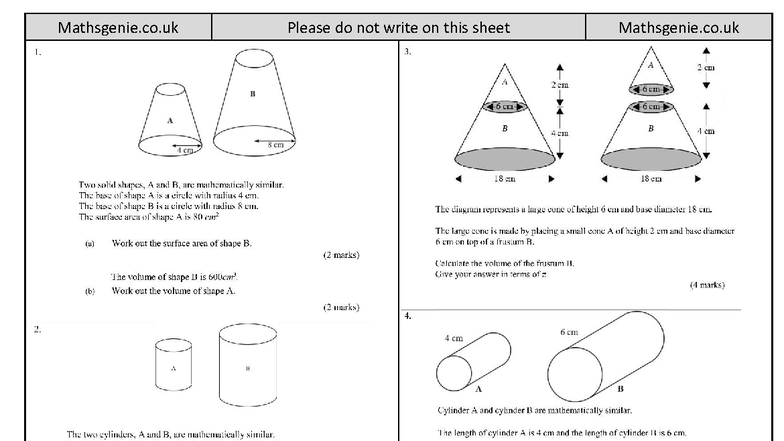 Grade 6 Maths: Similar Shapes & Volume Calculations - Studocu