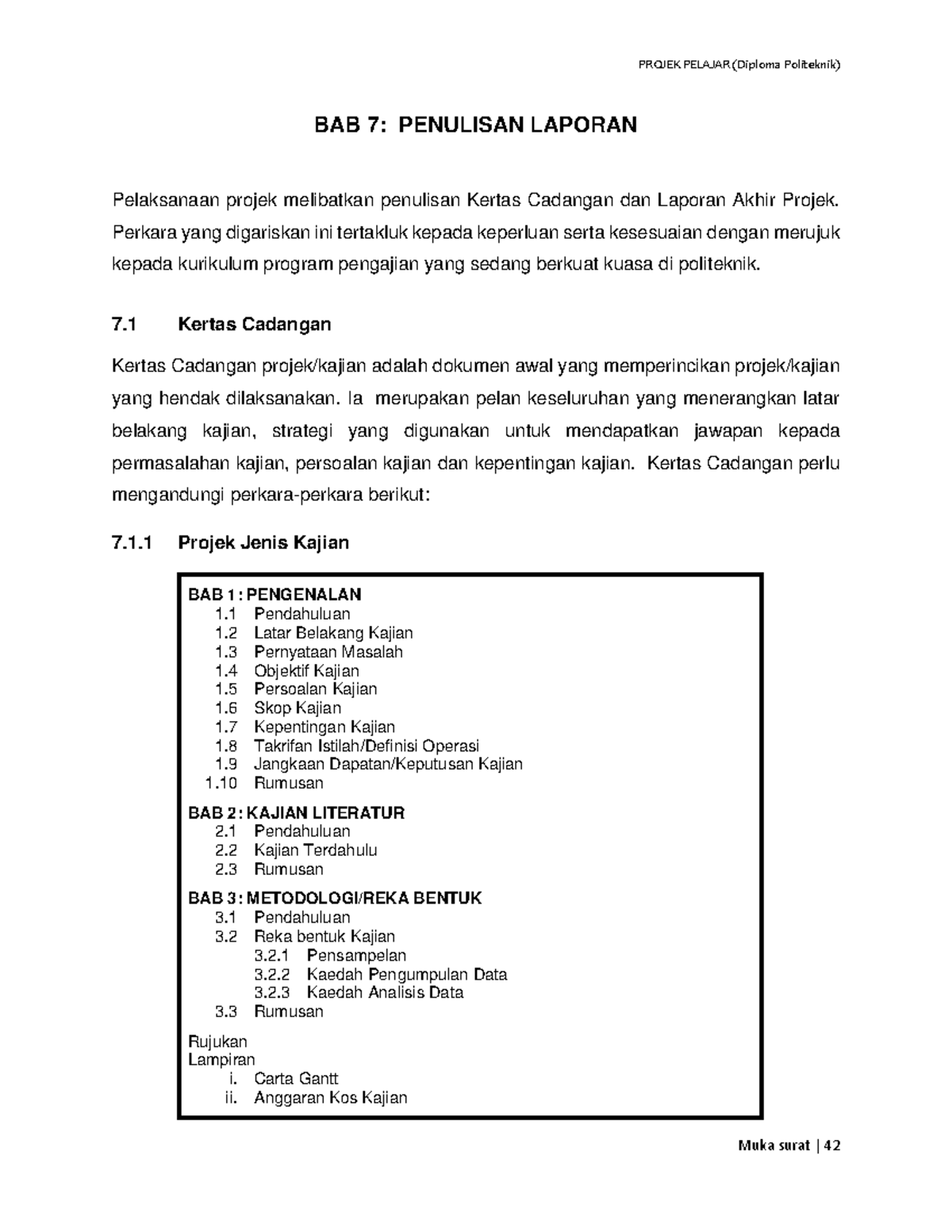 Format Penulisan Kertas Cadangan Projek (Diploma Politeknik) - Studocu