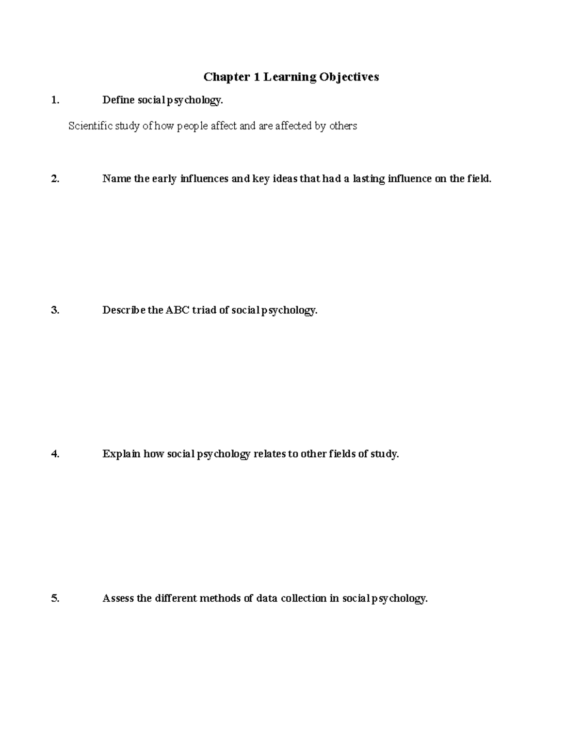Chapter 1 - Lecture notes 1 - Chapter 1 Learning Objectives 1. Define ...