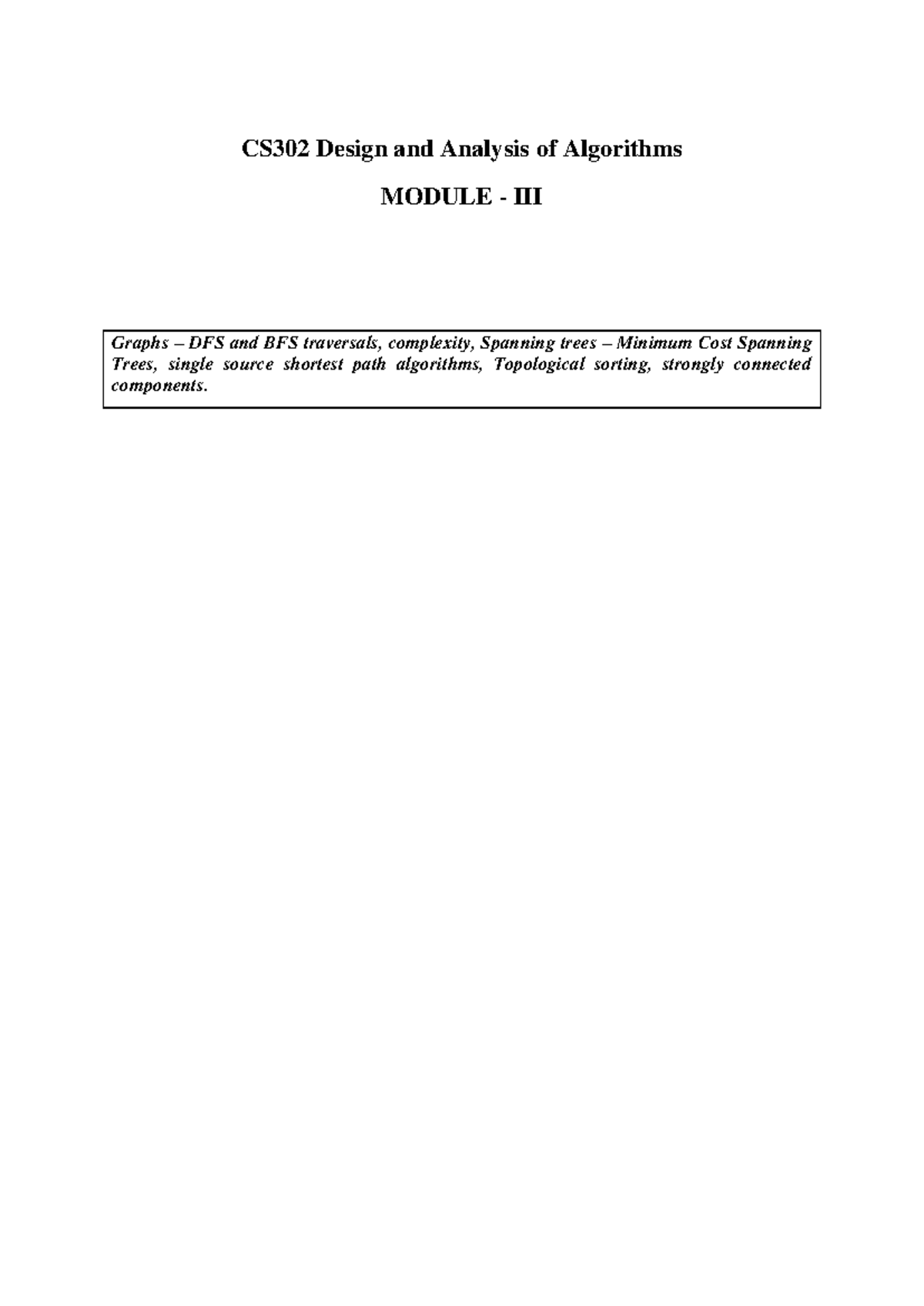 Cs302 Lecture Notes Bfs Dfs Topological Sort Strong Connectivity