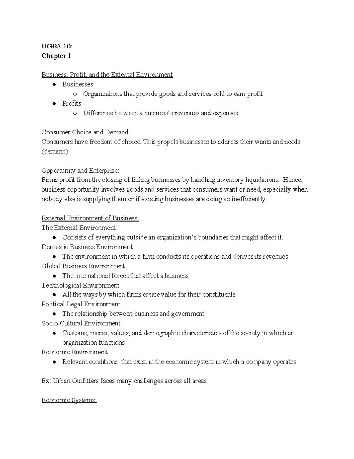 UGBA 10, Module 1,Chapter 1 - UGBA 10: Chapter 1 Business, Profit, and ...