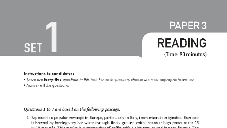 MUET Reading Practice Set 1: Test Preparation Guide - Studocu