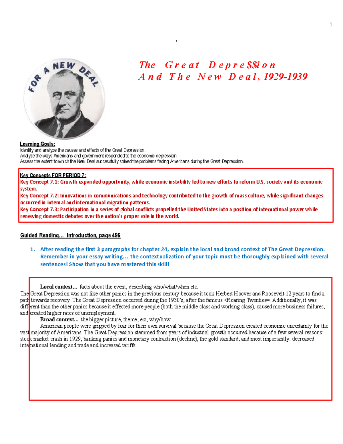 Chapter 24 Amsco - The Great Depression and the New Deal Explained ...