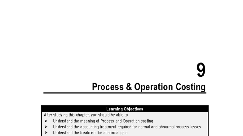 Process Operation Costing: Learning Objectives and Key Concepts (Cost ...