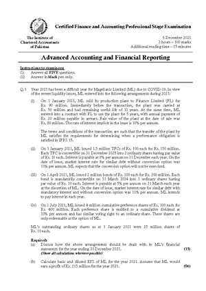 Advanced Financial Reporting - CFAP 1 - ICAP - Studocu