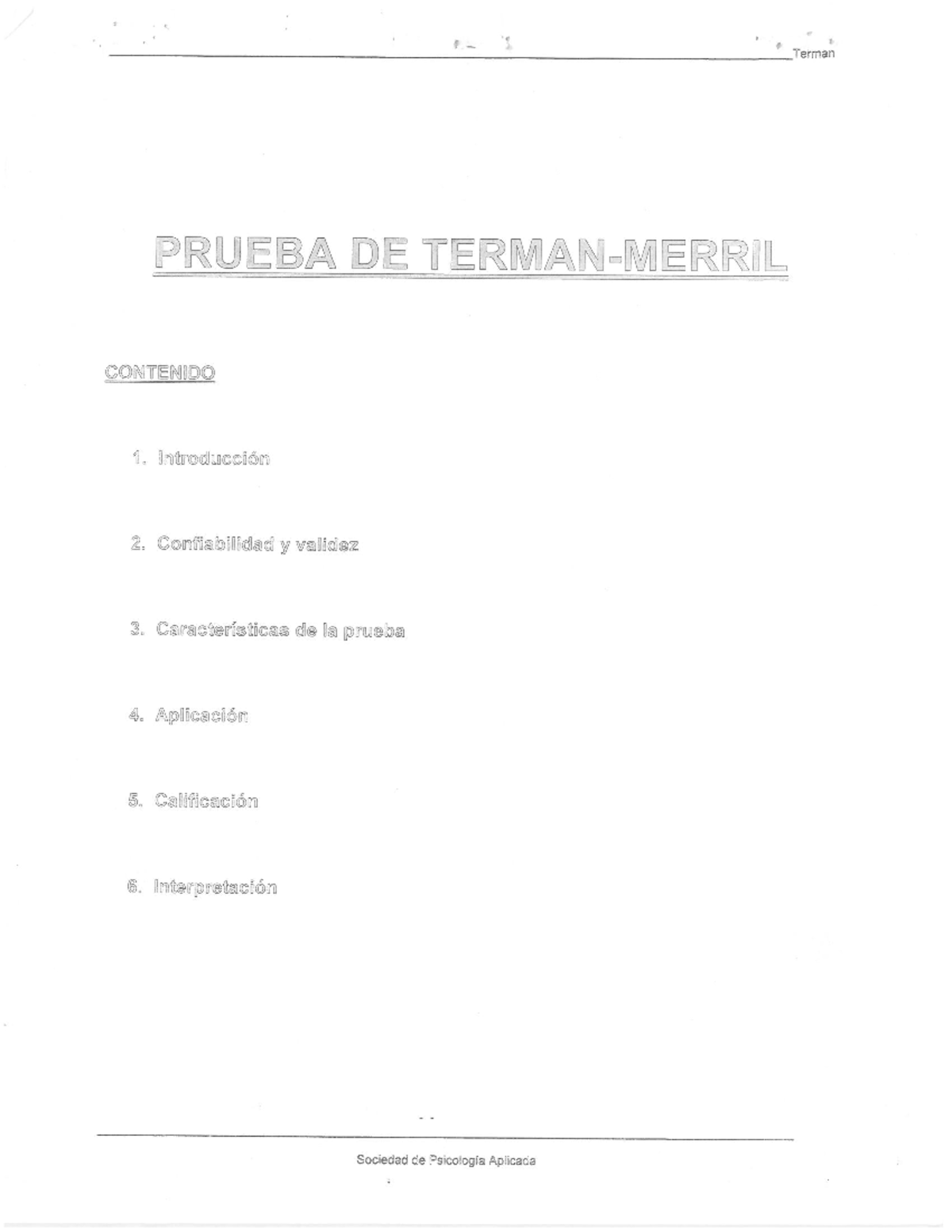 Prueba Terman Merril - Terman PRUEBA DE CONTENIDO 1. Introducción 2 ...