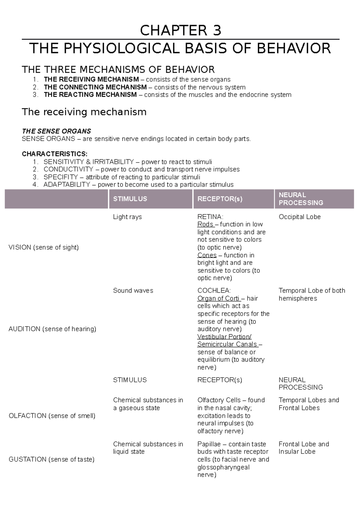 Chapter 3 THE Physiological Basis OF Behavior - CHAPTER 3 THE ...