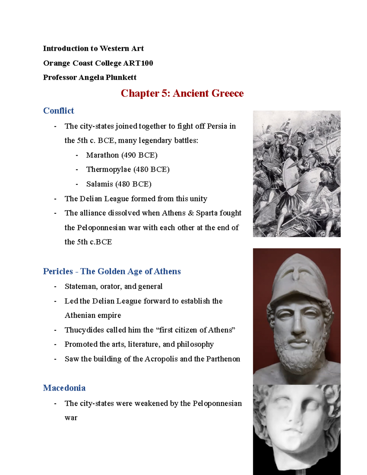 Chapter 5: Ancient Greece - Key Events & Influences in Art - Studocu