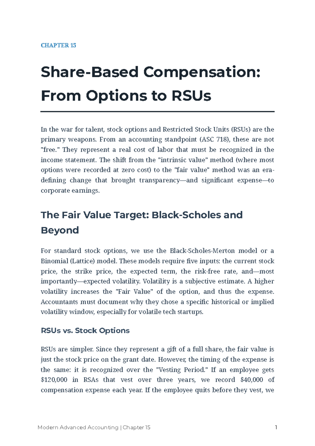 Modern Advanced Accounting: Chapter 15 - Share-Based Compensation - Studocu