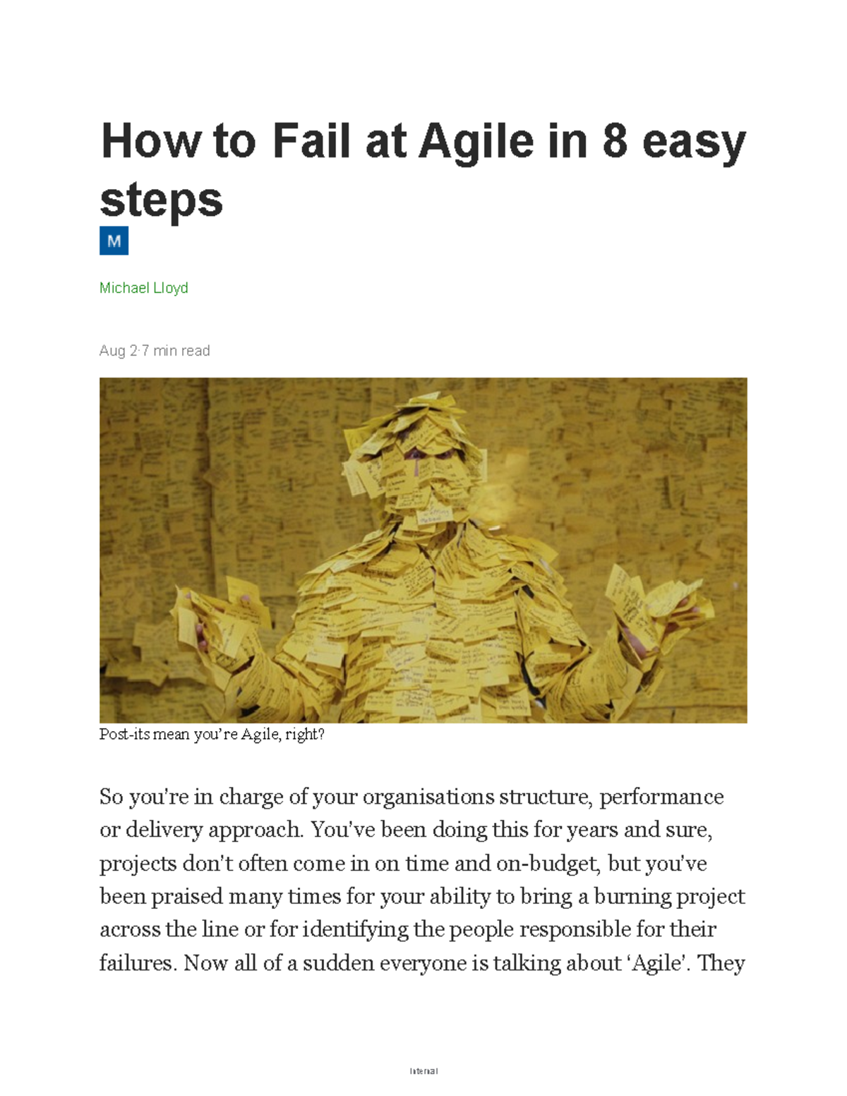 How to Fail at Agile: 8 Steps to Guaranteed Missteps - Studocu