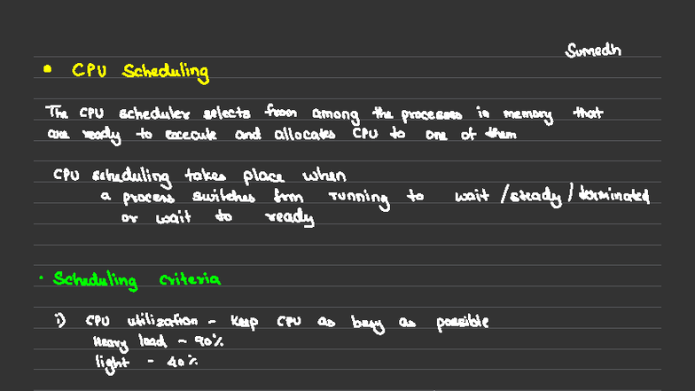Osh3 - CPU Scheduling Notes for Operating Systems Units 3-5 - Studocu