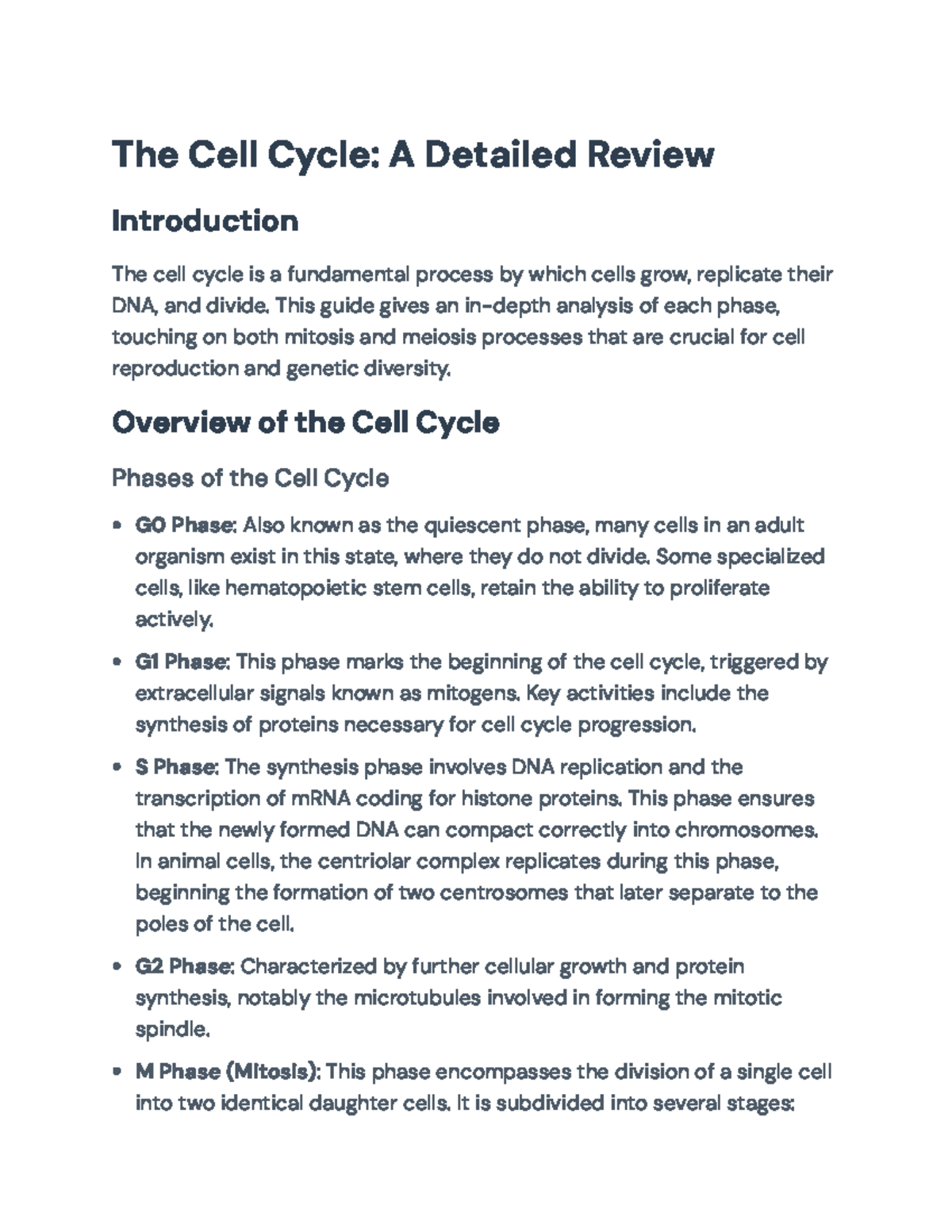 Cell Cycle Overview: Mitosis and Meiosis Explained - The Cell Cycle: A Detailed Review ...