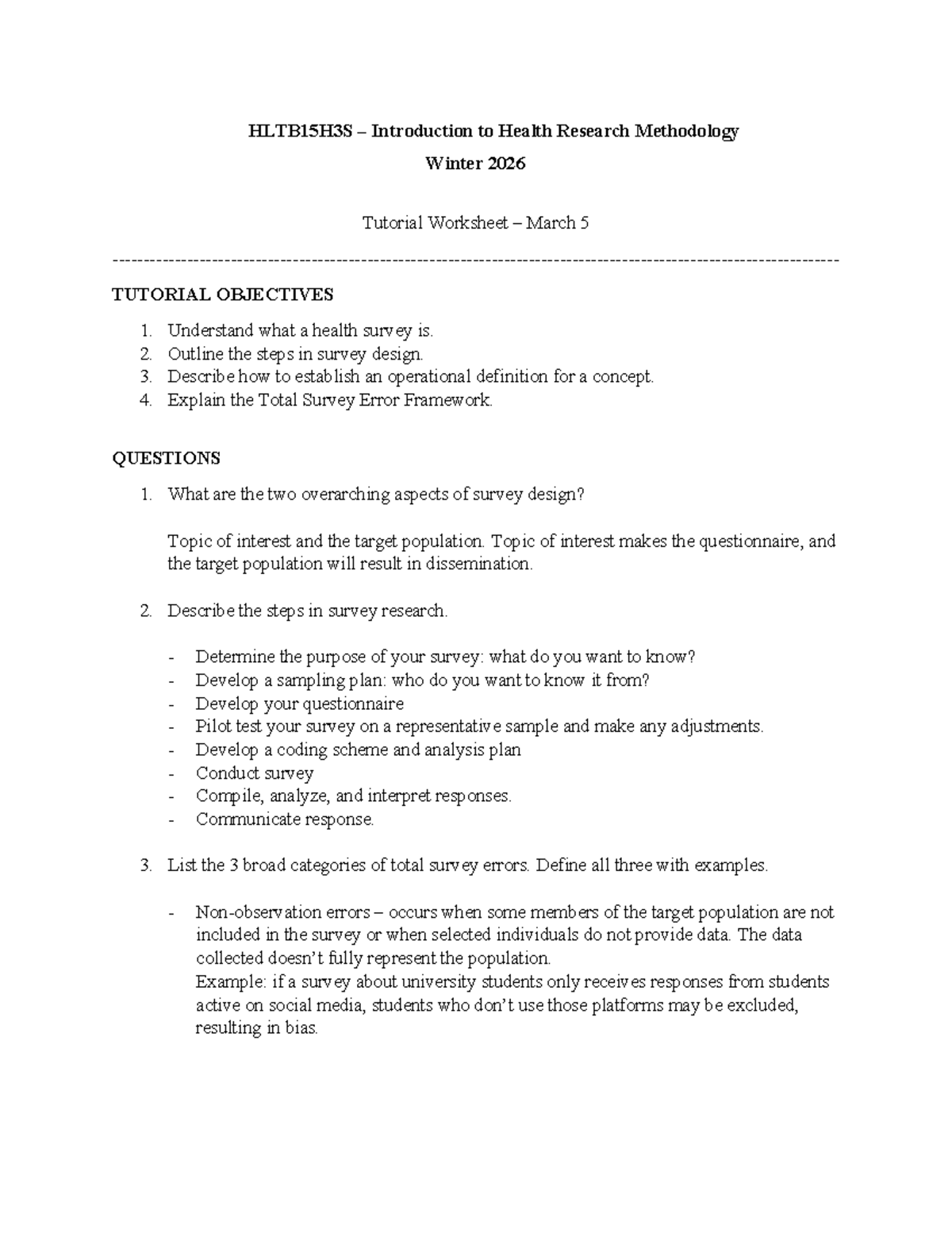 HLTB15H3S Winter 2026 Health Research Methodology Tutorial Worksheet ...
