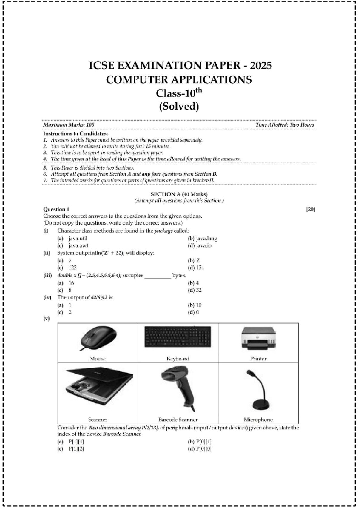 ICSE 2025 Computer Applications Exam Paper (Solved) - Studocu